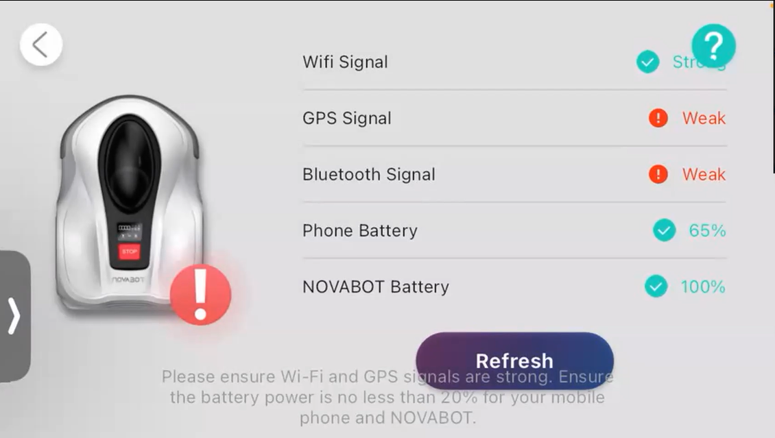 The GPS and Bluetooth signals are weak – Novabot.lfi